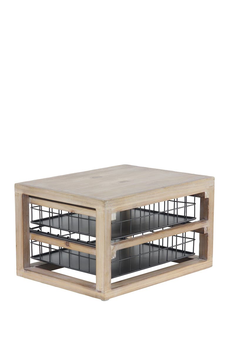 Farmhouse 8" x 14" Iron and Fir Wood Drawer-Style Magazine Rack ...