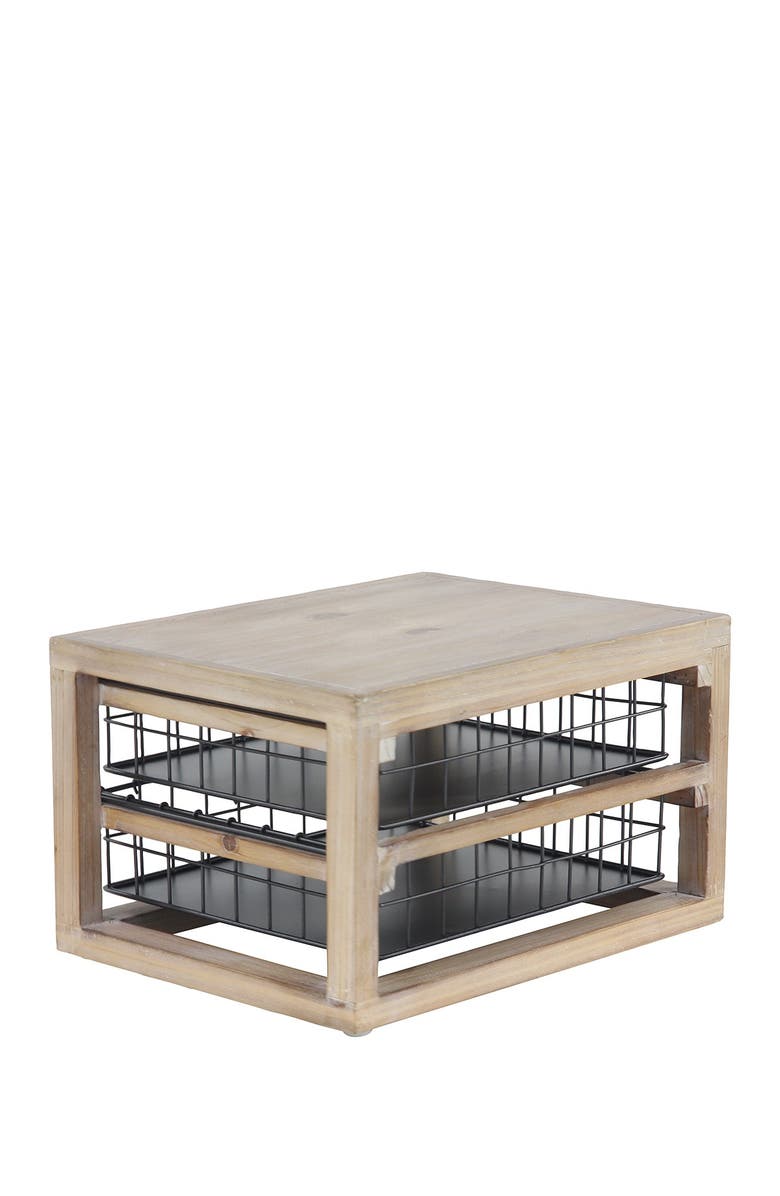 WILLOW ROW Farmhouse 8" x 14" Iron and Fir Wood Drawer-Style Magazine ...