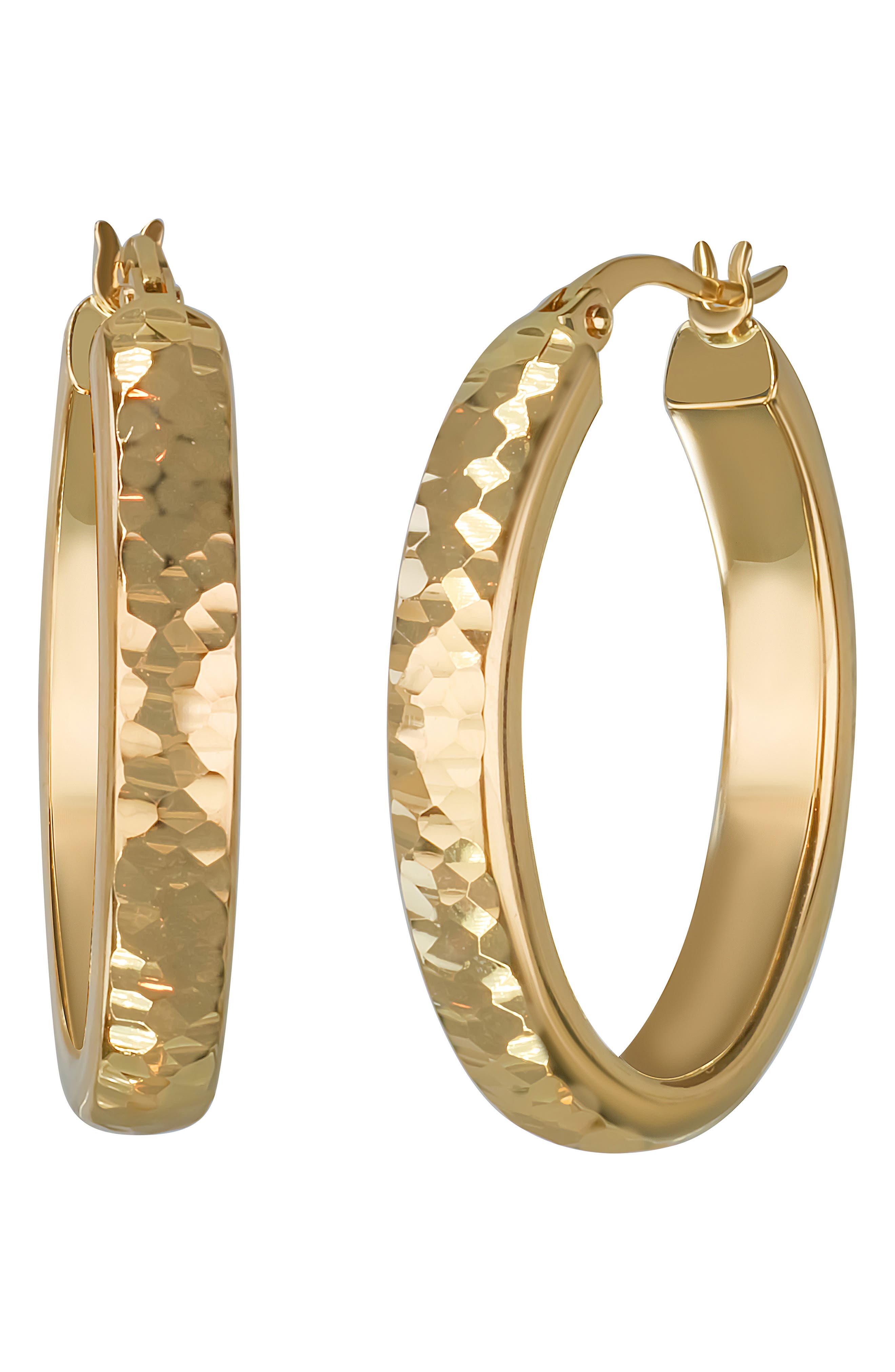 14K Gold Textured Hoop Earrings (Nordstrom Exclusive) (Women) | Nordstrom