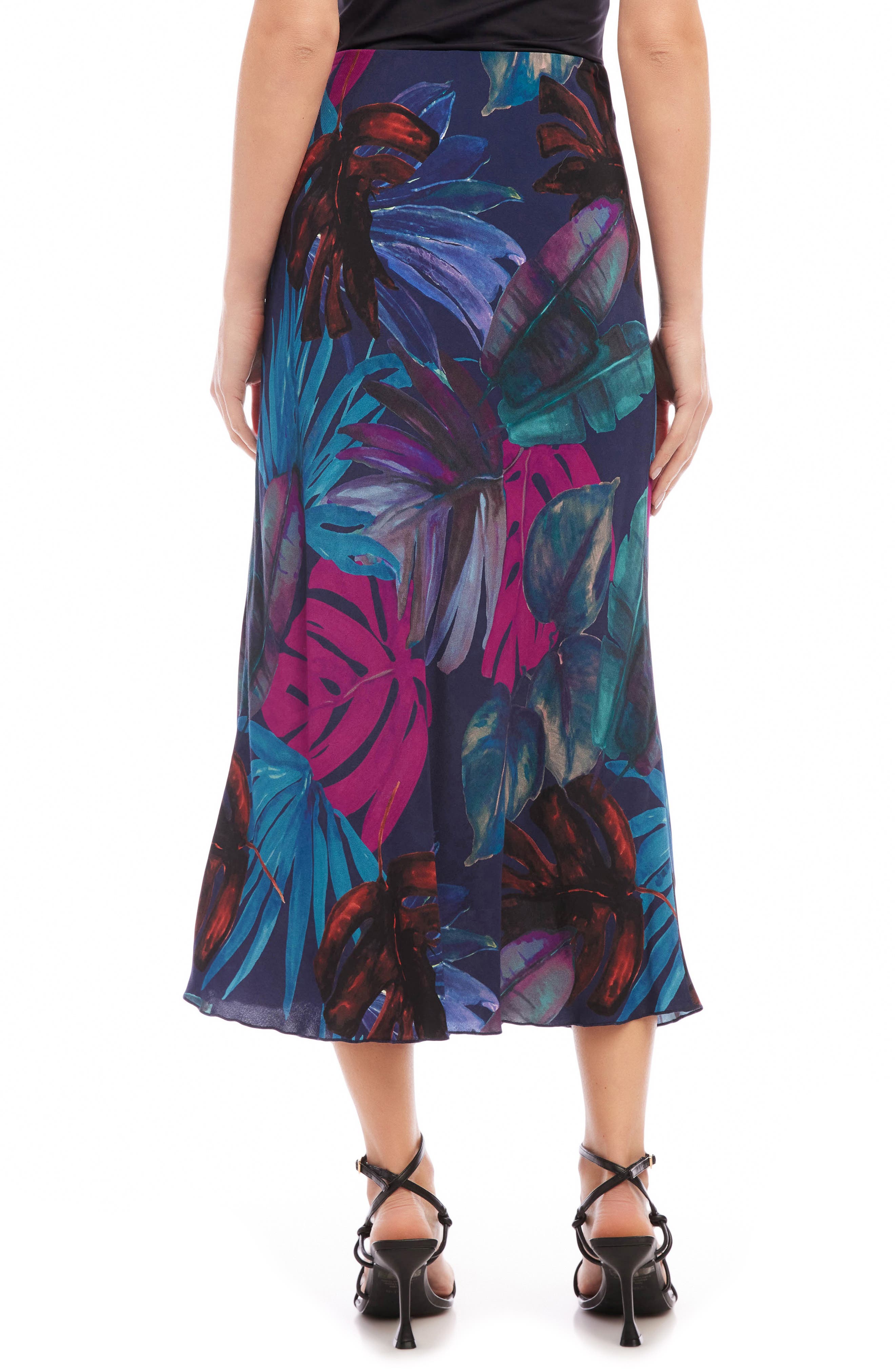 Karen Kane Palm Print Bias Cut Midi Skirt | Nordstromrack
