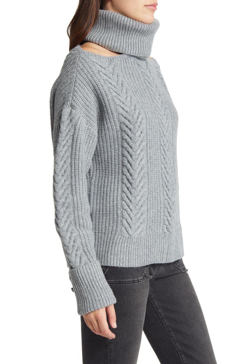 PAIGE Lorilee Wool Blend Cold Shoulder Turtleneck Sweater | Nordstromrack