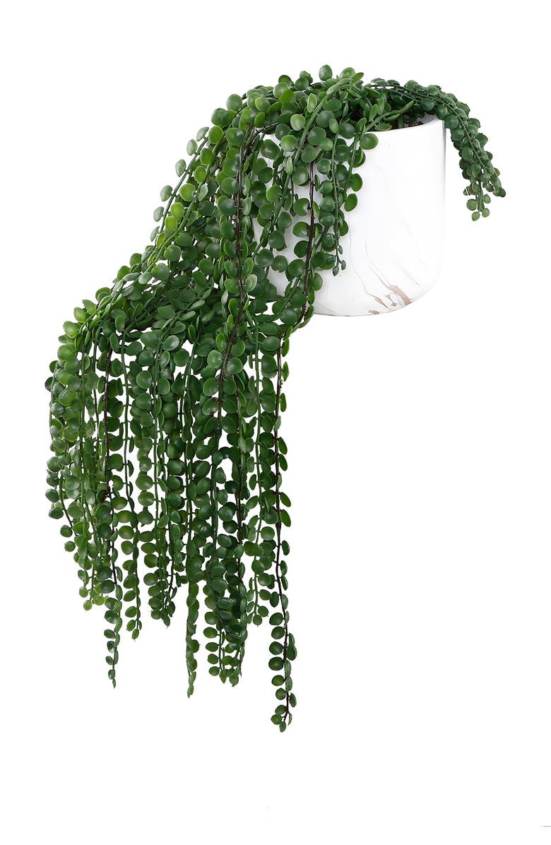 FLORA BUNDA 17.5" String of Peas in 4.75" Marble Gold Finish Cement Pot ...