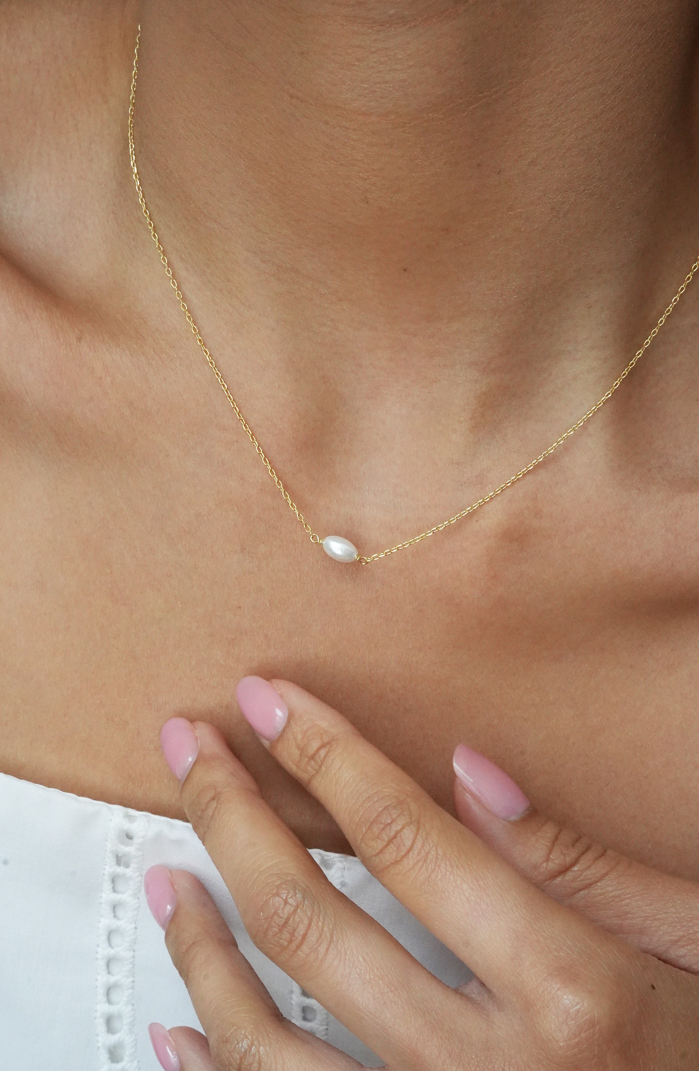 Argento Vivo Sterling Silver Faux Rice Pearl Pendant 18K Gold Plate ...