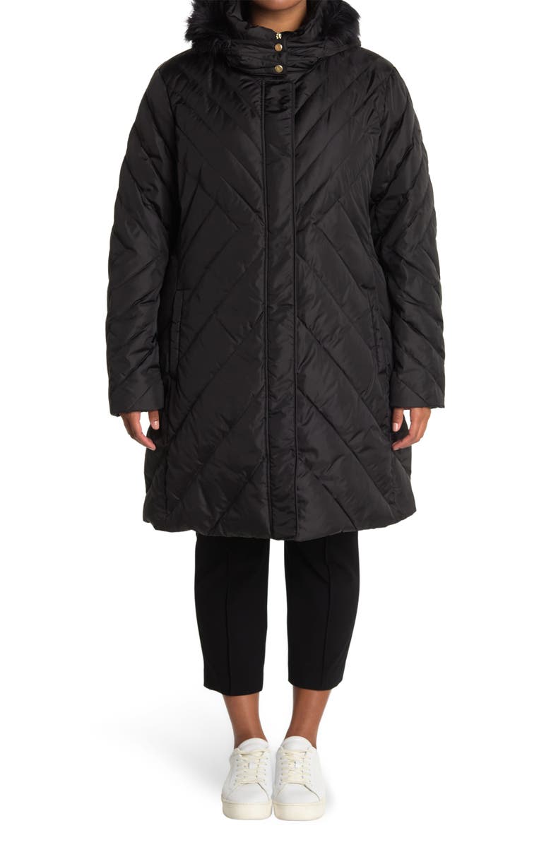 Larry Levine Quilted Chevron Puffer Hooded Jacket | Nordstromrack