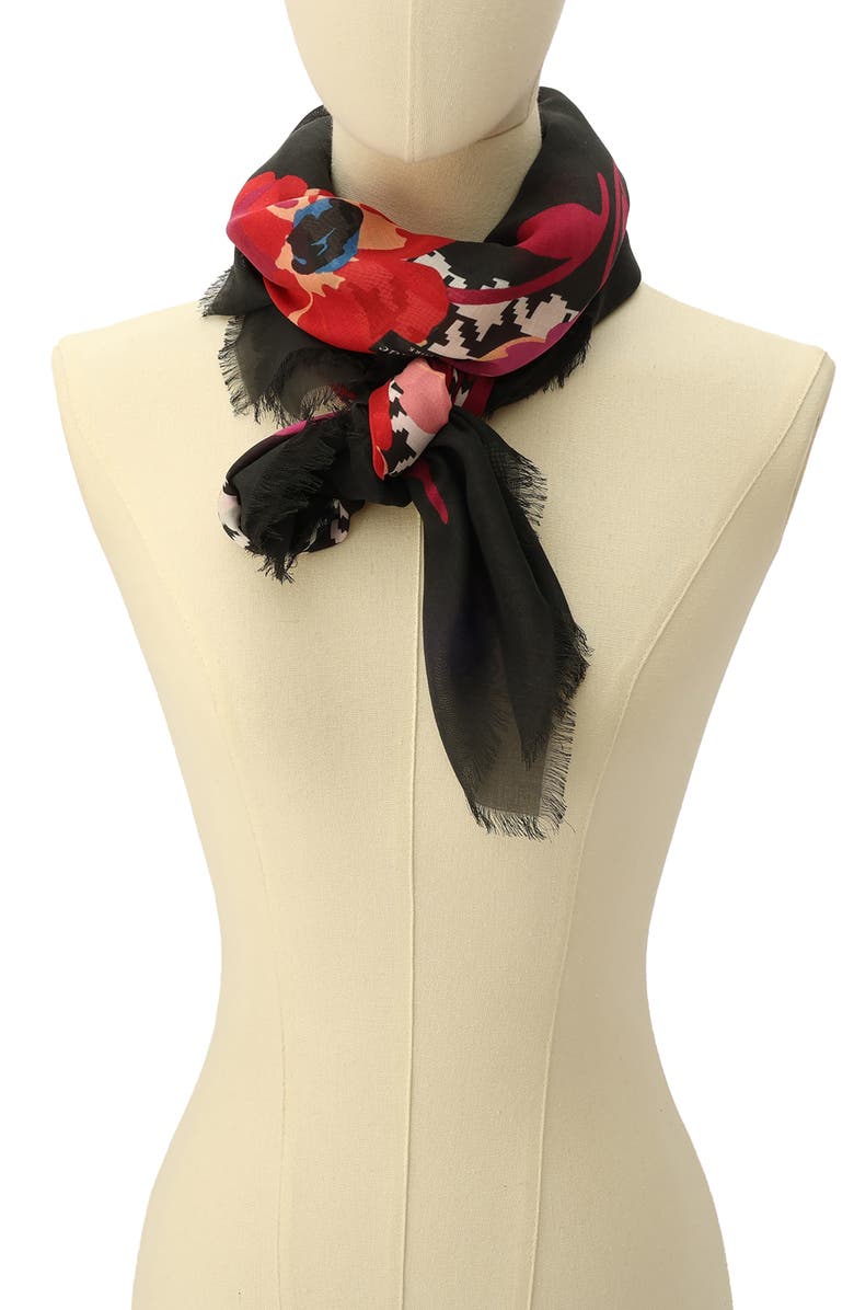 Kate Spade New York houndstooth poppies modal square scarf | Nordstrom