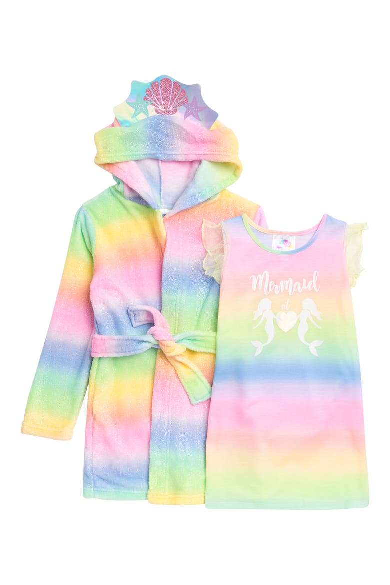 Kids' Mermaid Rainbow Nightgown & Hooded Robe Set (Women) | Nordstromrack