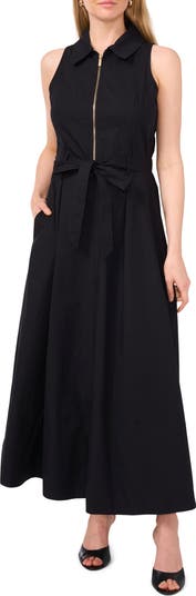 Halogen® Zip Front Sleeveless Cotton Maxi Sundress | Nordstromrack