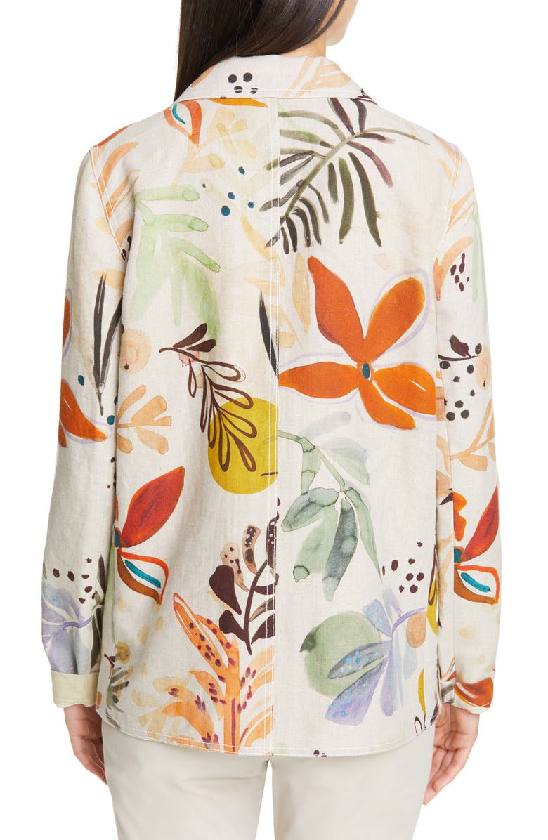 Lafayette 148 New York Jolisa Floral Print Linen Jacket | Nordstromrack