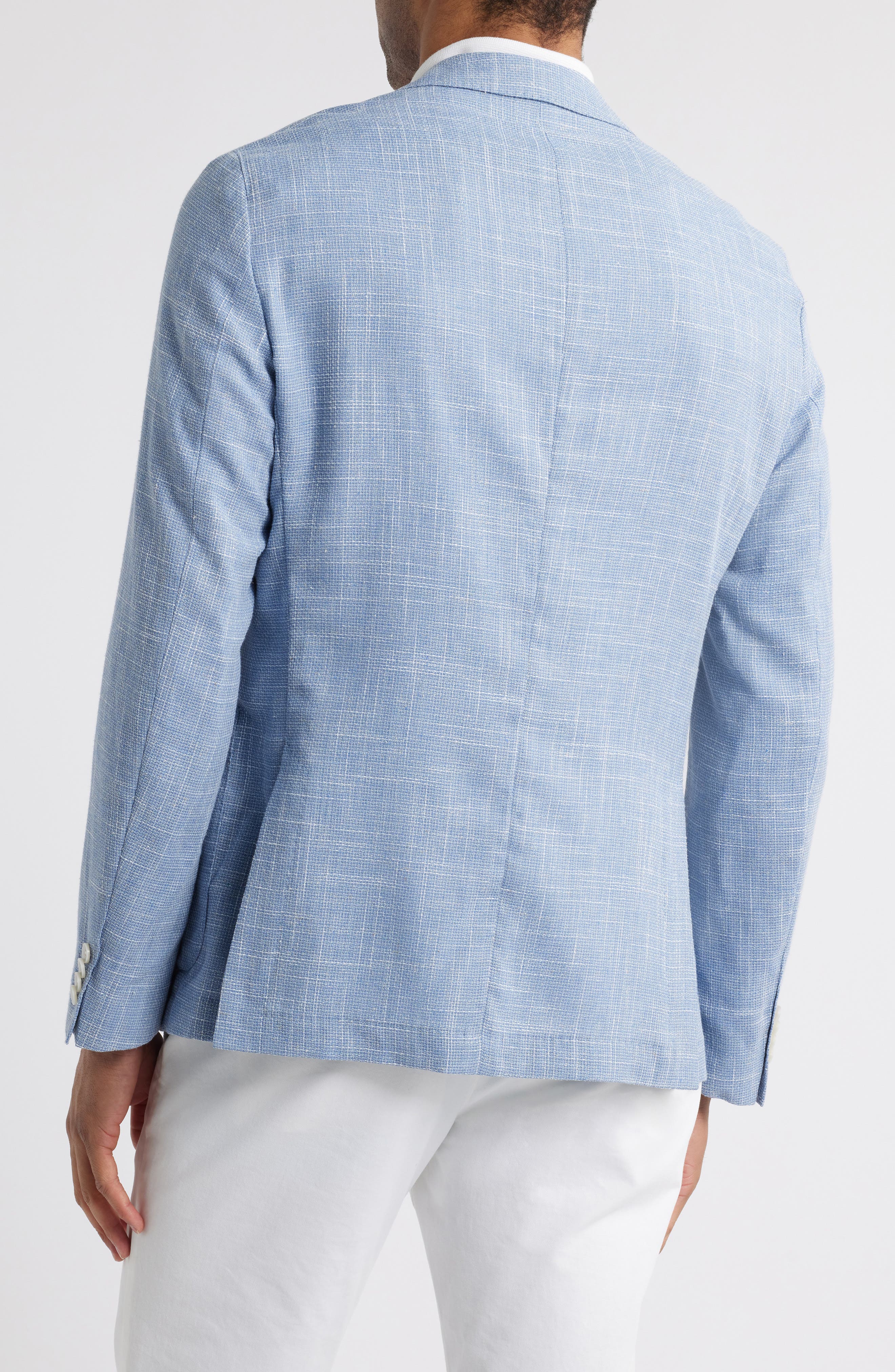 BOSS Hanry Slim Fit Light Blue Slub Wool & Cotton Blend Sport Coat ...