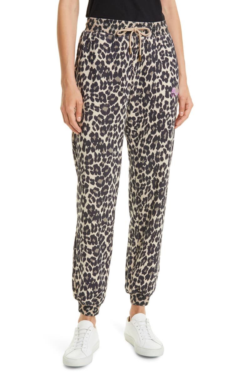Nicole Miller Leopard Print Stretch Cotton French Terry Joggers | Nordstrom
