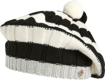 Kate Spade New York stripe wool pompom beret | Nordstromrack