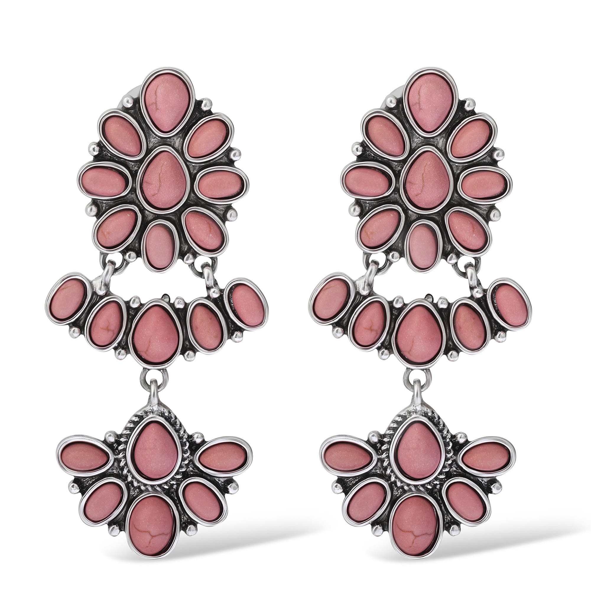 Jessica Simpson Pink Stone Statement Drop Earrings in Floral Shape ...