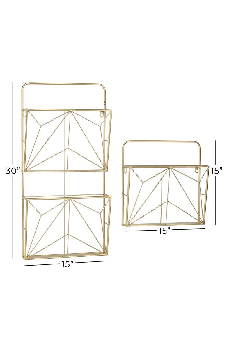 WILLOW ROW Geometric Gold Metal Wall Mail Organizer - Set Of 2: 15 ...