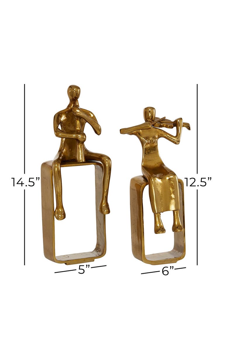 WILLOW ROW Goldtone Aluminum Modern Musician Sculpture - Set of 2 ...