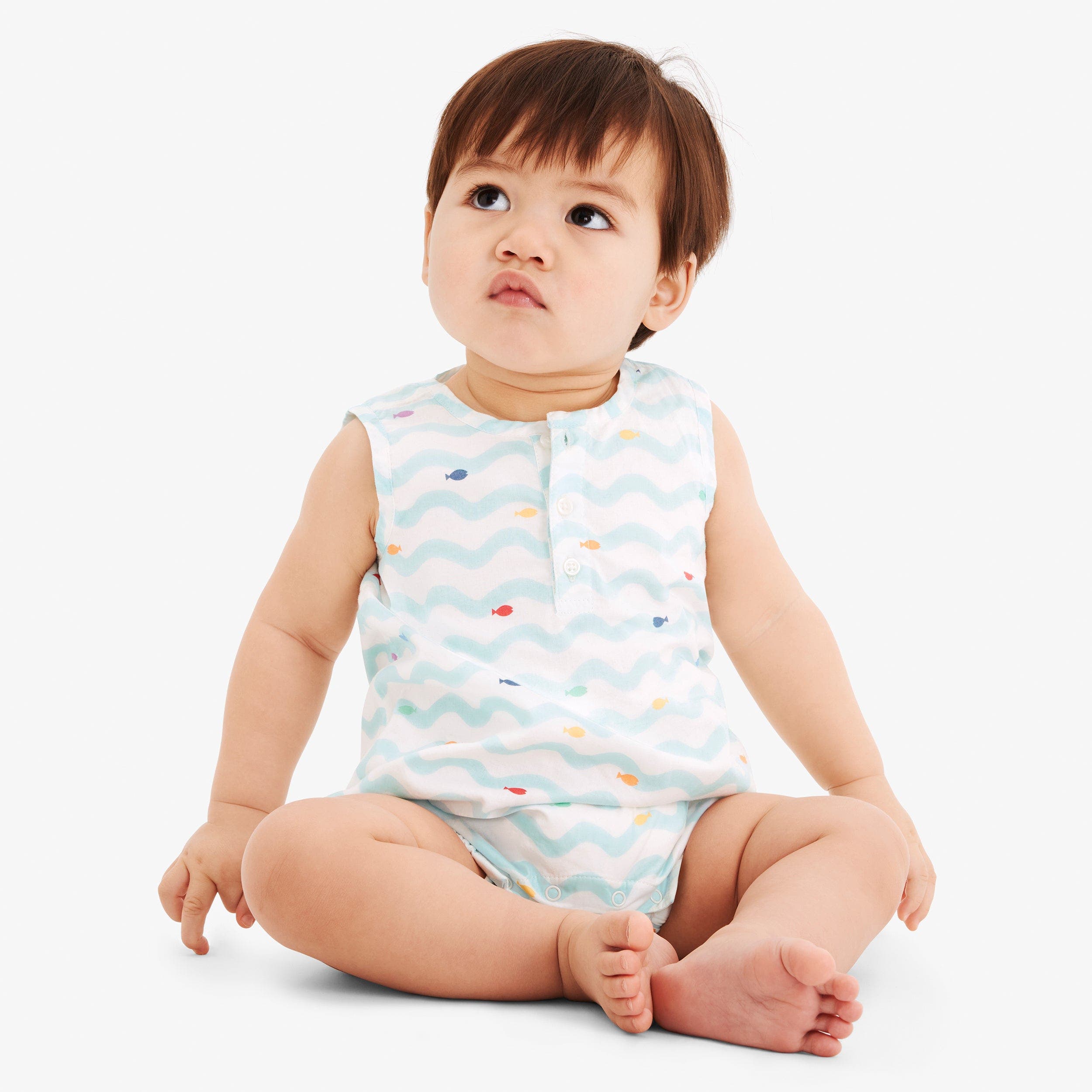 Primary Baby Henley Tank Shortie In Rainbow Fish | Nordstrom