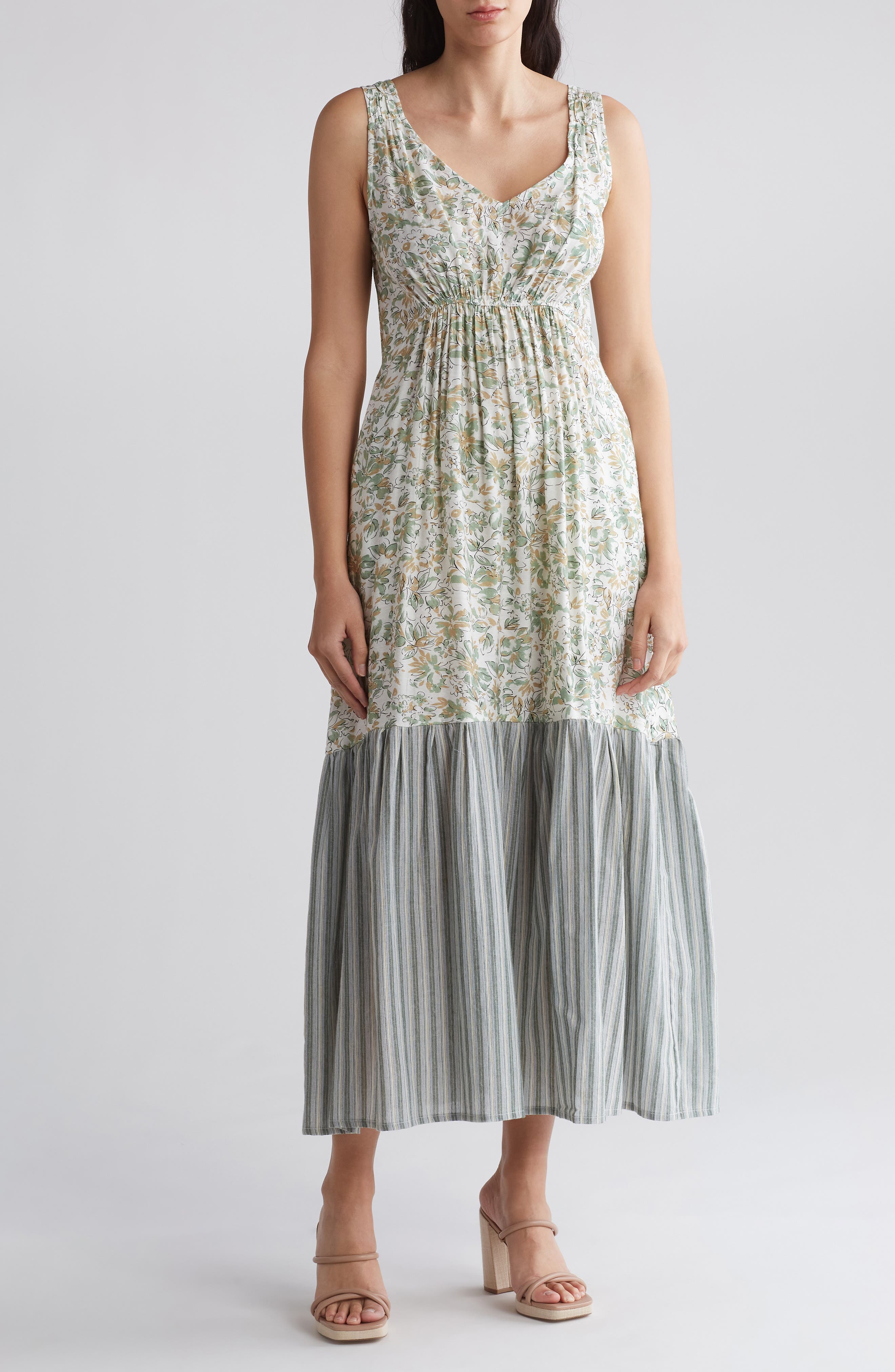 STITCHDROP Florabama Mixed Print Midi Dress | Nordstromrack