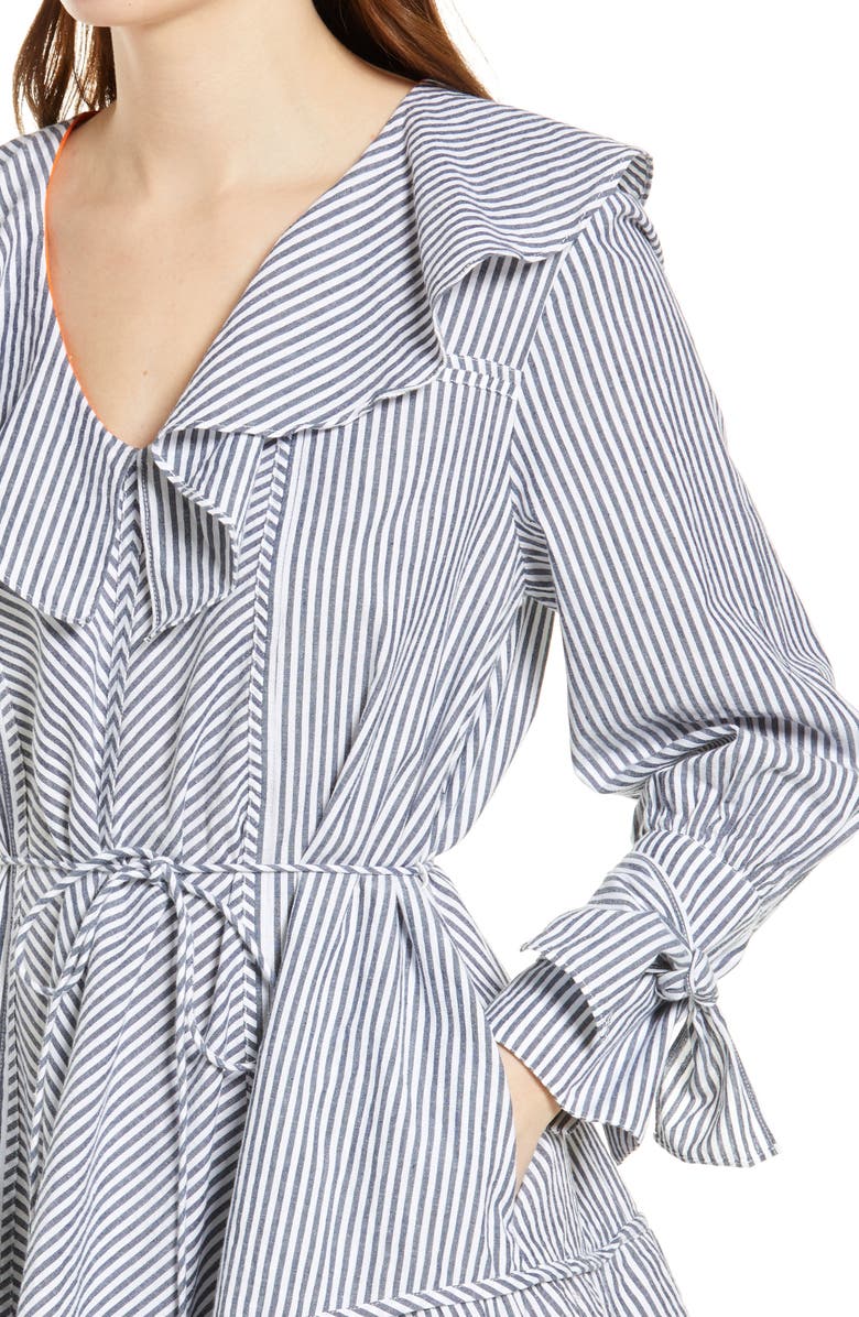 French Connection Acantha Stripe Long Sleeve V-Neck Shift Dress | Nordstrom
