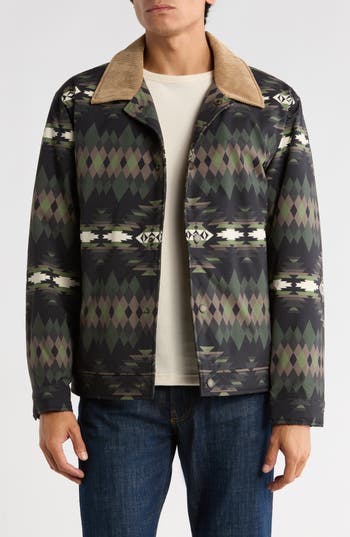 Pendleton Printt Faux Shearling Lined Trucker Jacket In Green | ModeSens