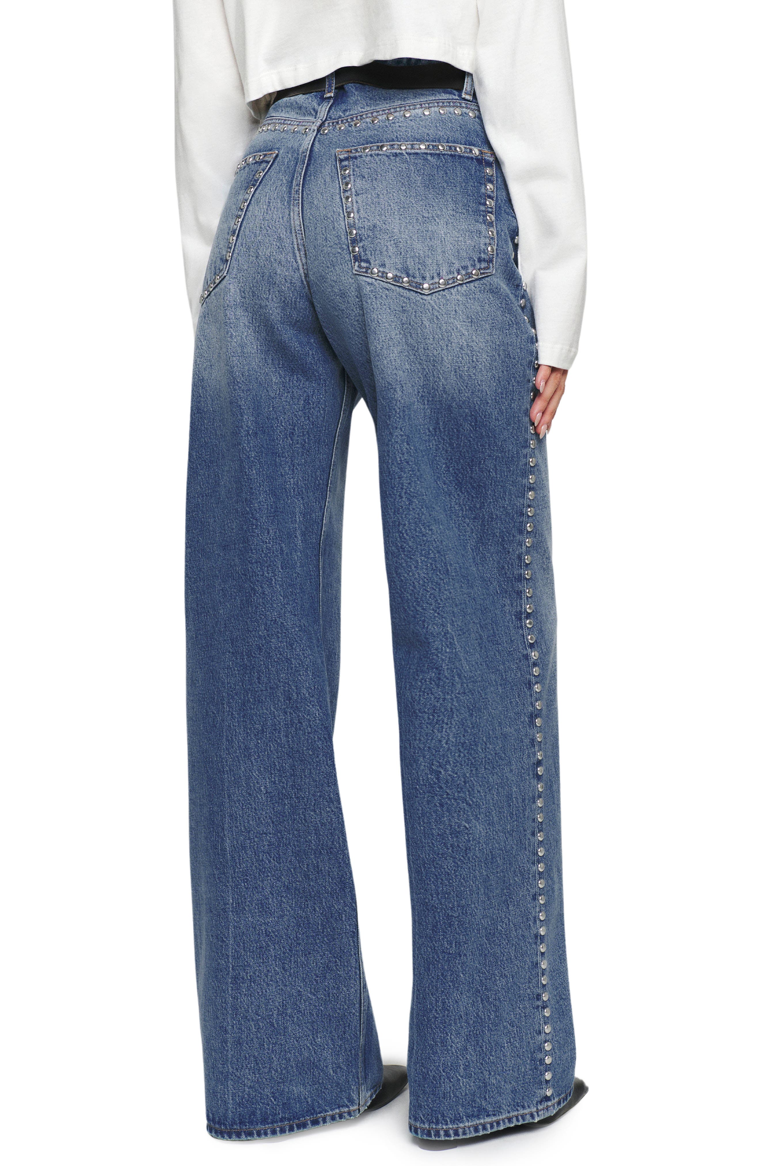 Reformation Cary Studded High Waist Slouchy Wide Leg Jeans | Nordstrom