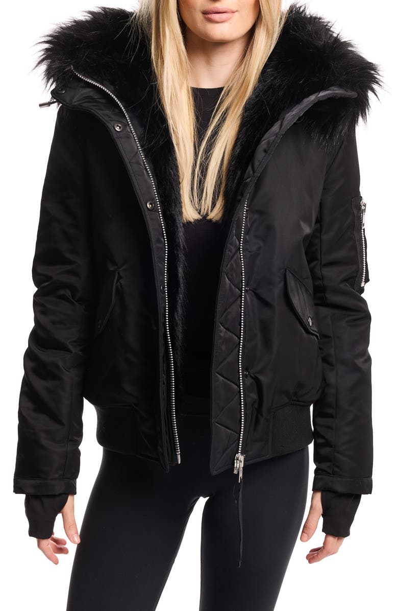 SAM. Sloane Hooded Down Bomber Jacket with Faux Fur Trim | Nordstromrack