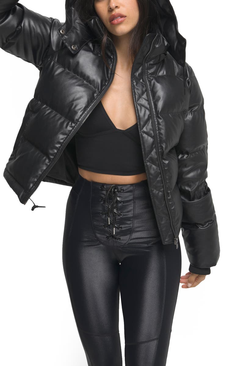 Good American Faux Leather Puffer Jacket | Nordstromrack