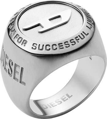 DIESEL® Men's Stainless Steel Logo Signet Ring | Nordstromrack