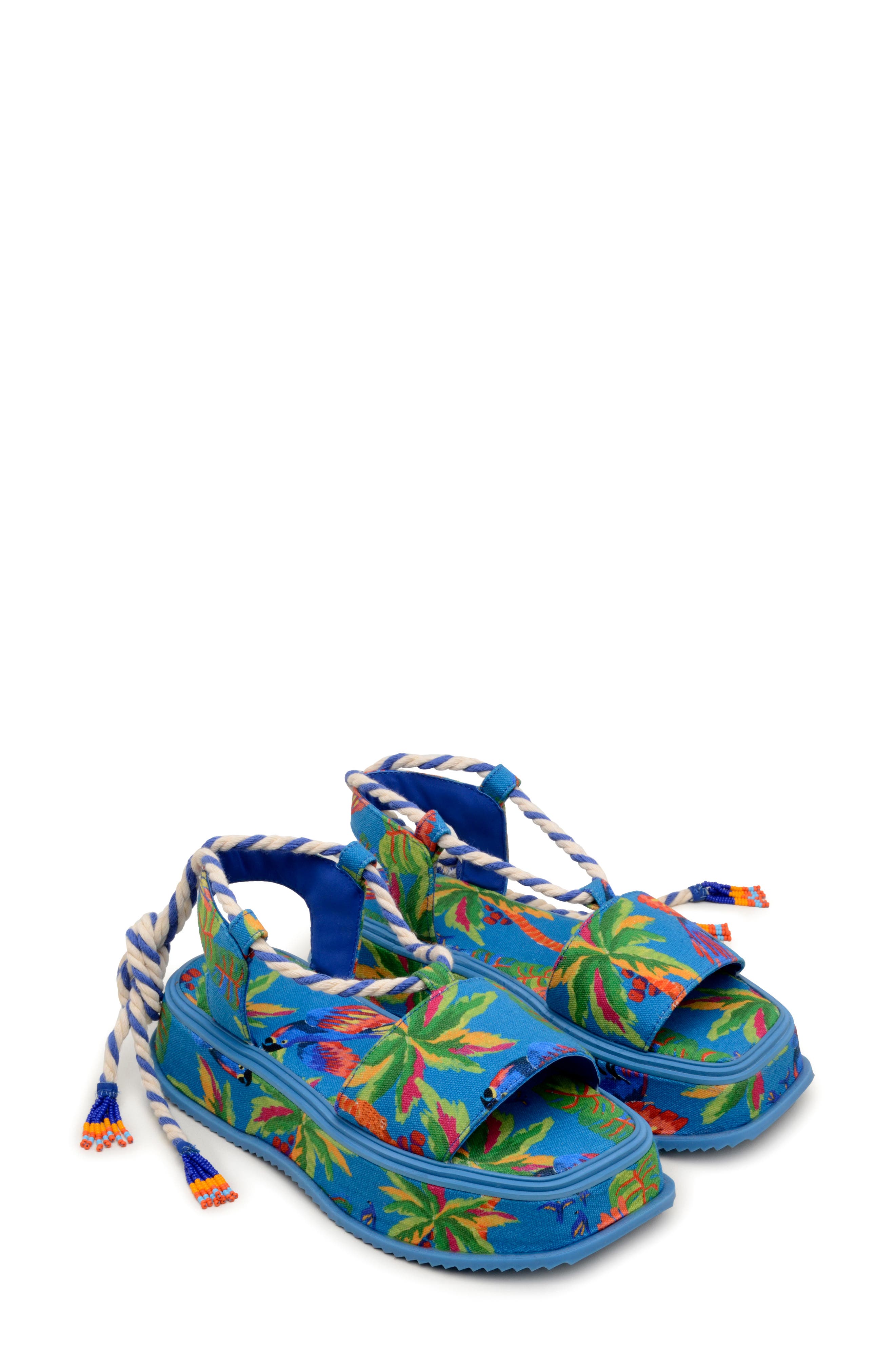 FARM Rio Macaw Ankle Tie Platform Sandal (Women) | Nordstromrack
