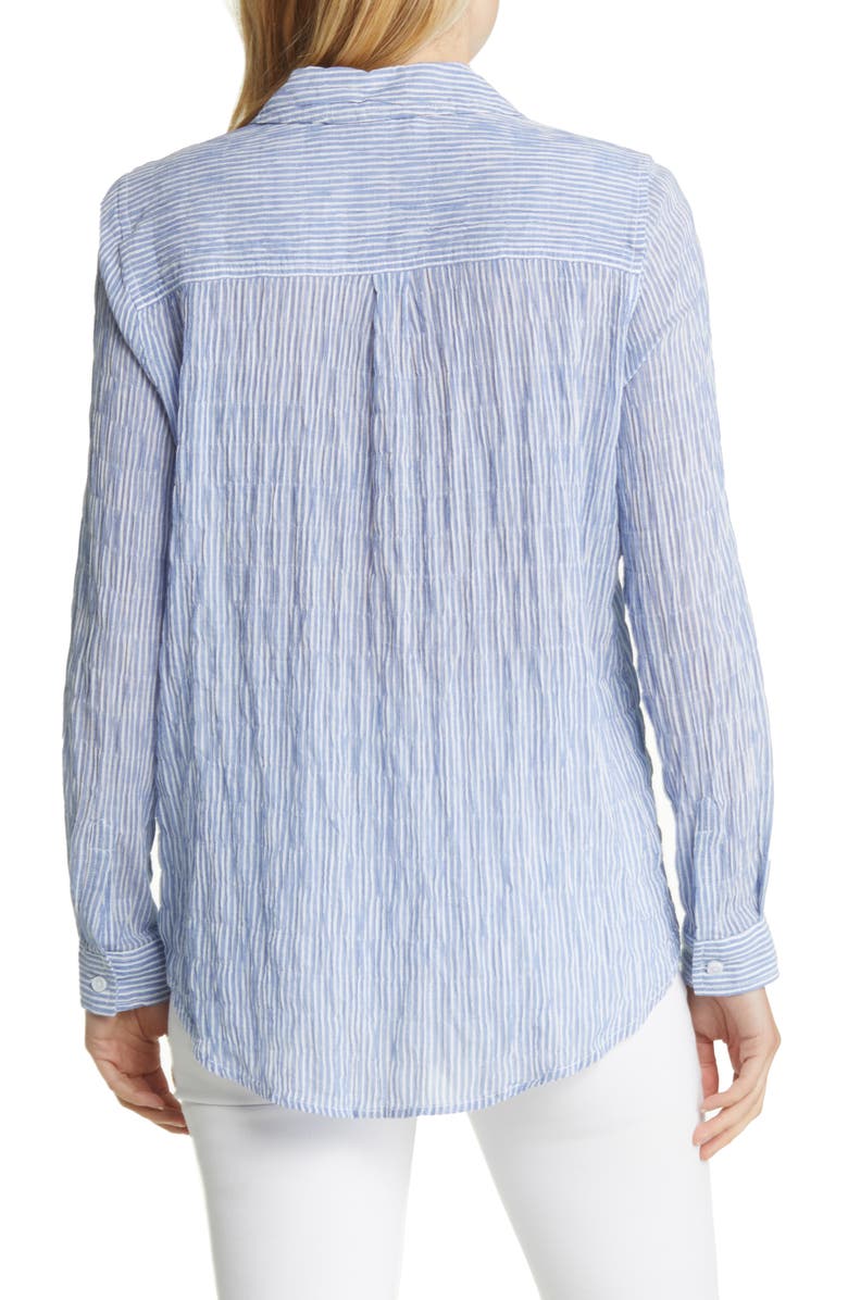 beachlunchlounge Charlene Stripe Puckered Button-Up Shirt | Nordstrom