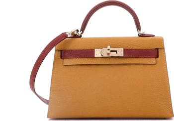 Pre-Owned Hermes Kelly Mini II Bag Bicolor Chevre Mysore with ...