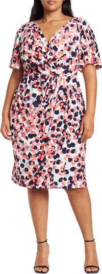 Maggy London Printed Faux Wrap Midi Dress | Nordstromrack