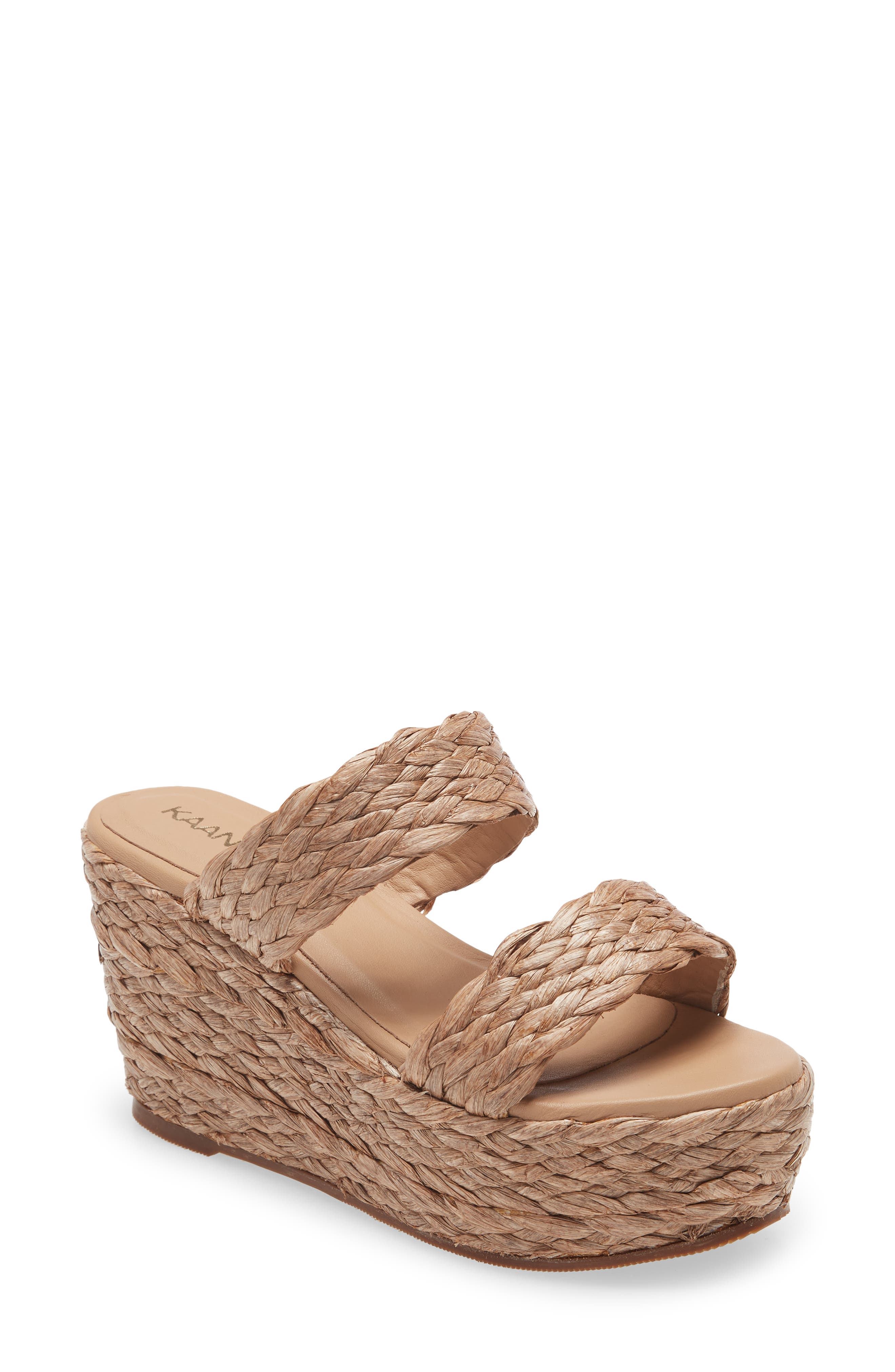 Kaanas Tenerife Raffia Platform Wedge Sandal (Women) | Nordstrom