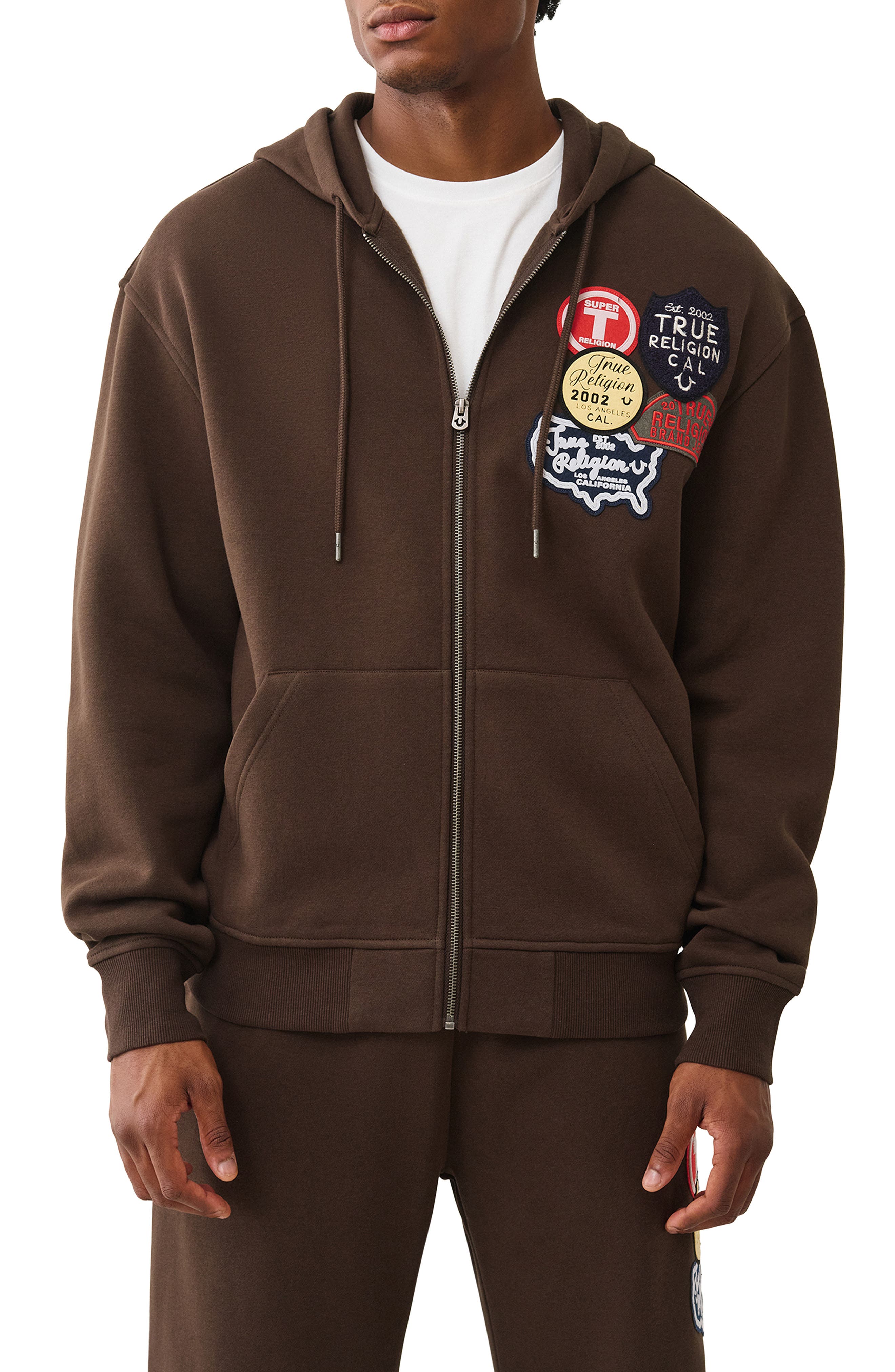 True Religion Patch Logo Vintage Wash Zip Hoodie | Nordstrom