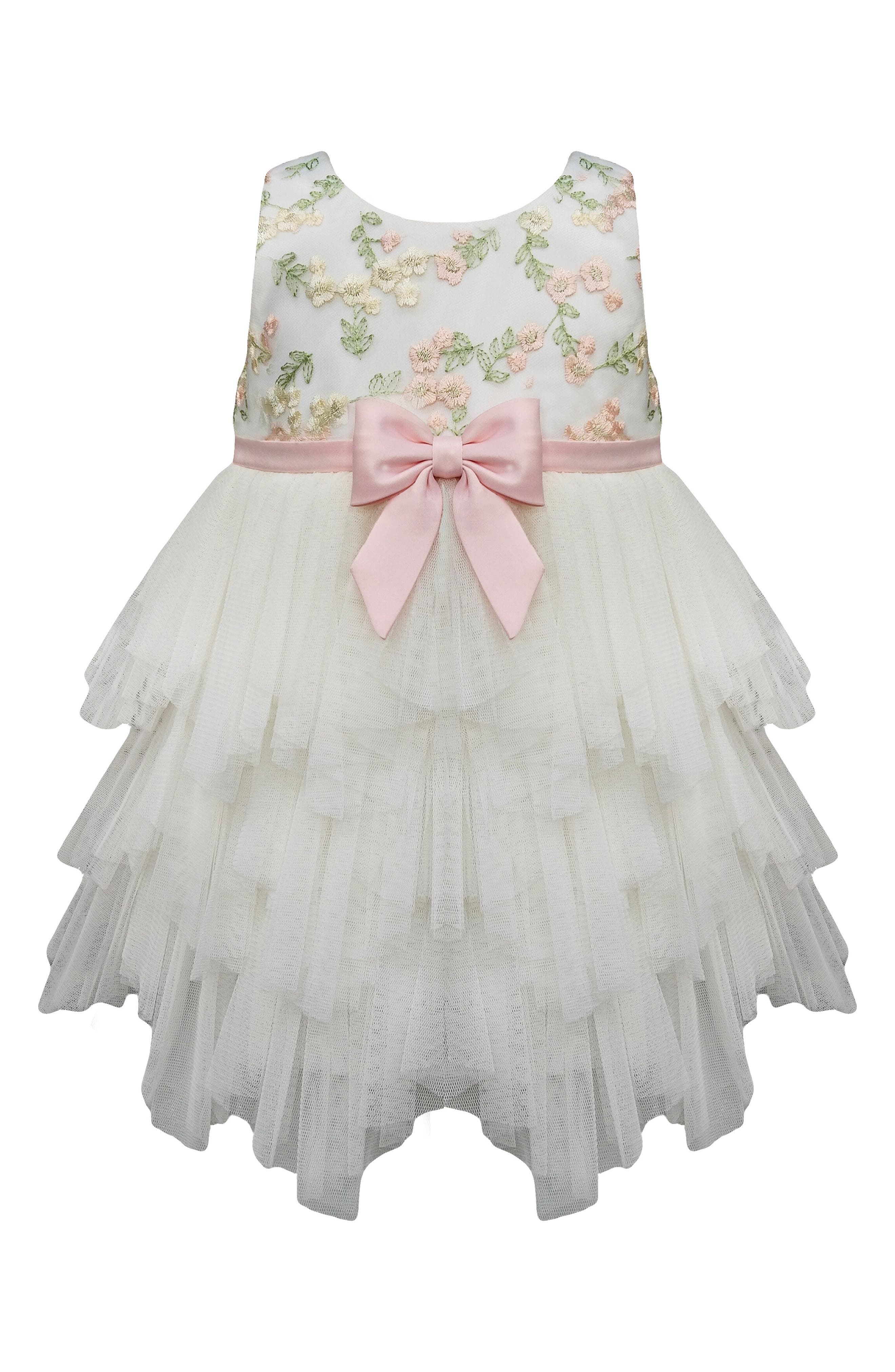 AMERICAN PRINCESS Floral Embroidered Chiffon Dress & Bloomers Set ...