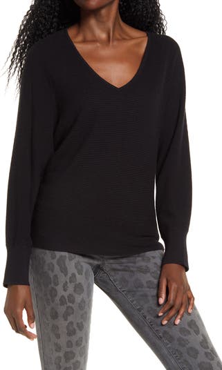 Leith Dolman Sleeve V-Neck Sweater | Nordstrom