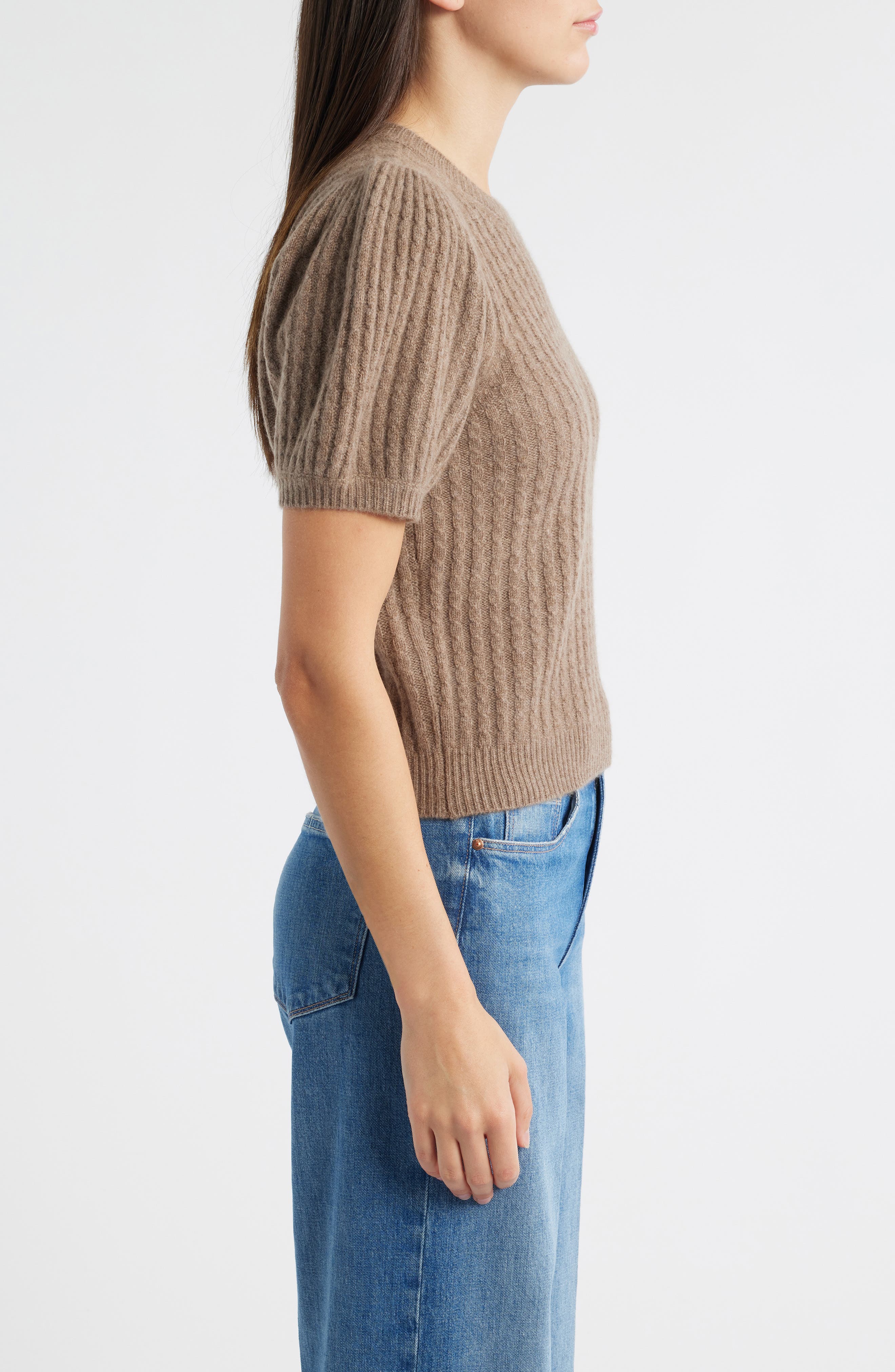 PAIGE Lucerne Puff Sleeve Cable Knit Cashmere Sweater | Nordstromrack