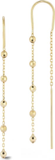 Ember Fine Jewelry 14K Gold Threader Bead Chain Drop Earrings ...