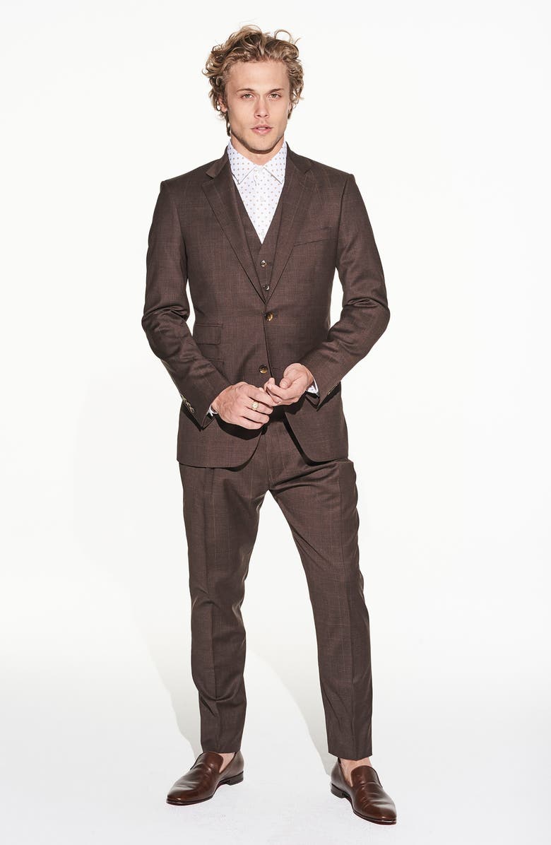 Strong Suit by Ilaria Urbinati Hank Slim Fit Three-Piece Plaid Wool ...