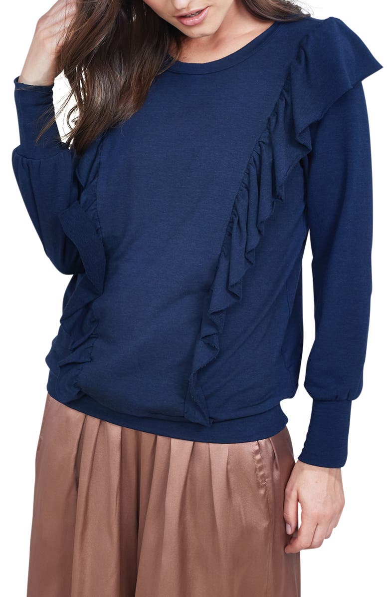 Allette Amelie Ruffle Nursing Sweater | Nordstrom