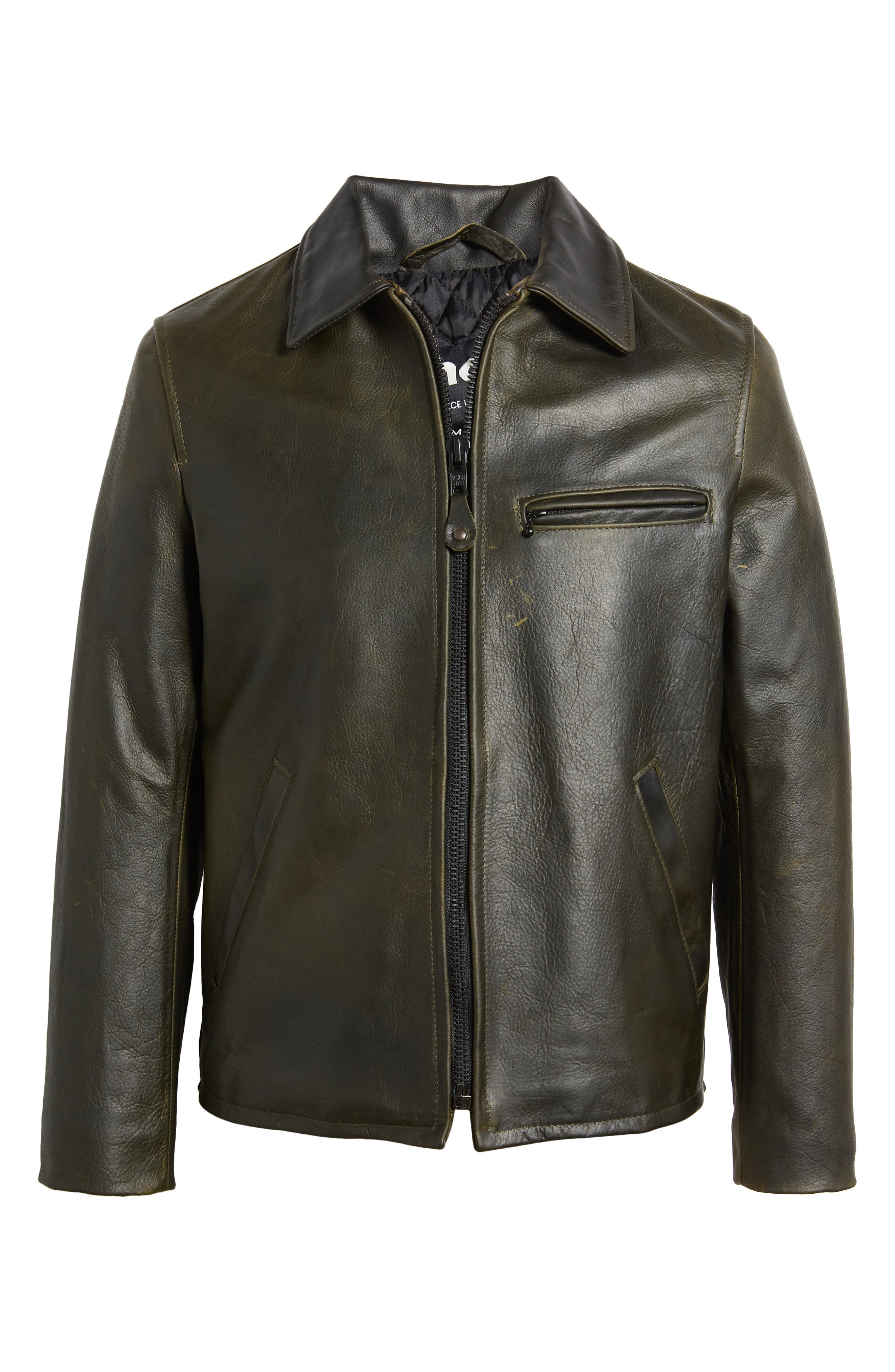 Schott NYC Waxy Cowhide Leather Mechanics Jacket | Nordstrom