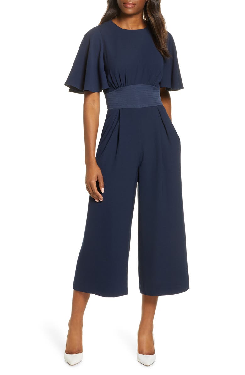 Eliza J Flutter Sleeve Crop Jumpsuit | Nordstromrack