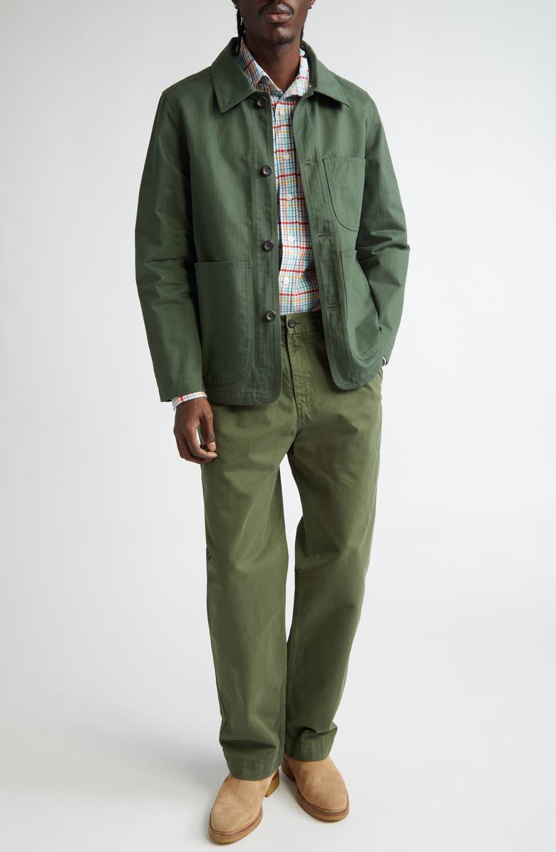 Drake's Cotton Herringbone Button-Up Jacket | Nordstrom