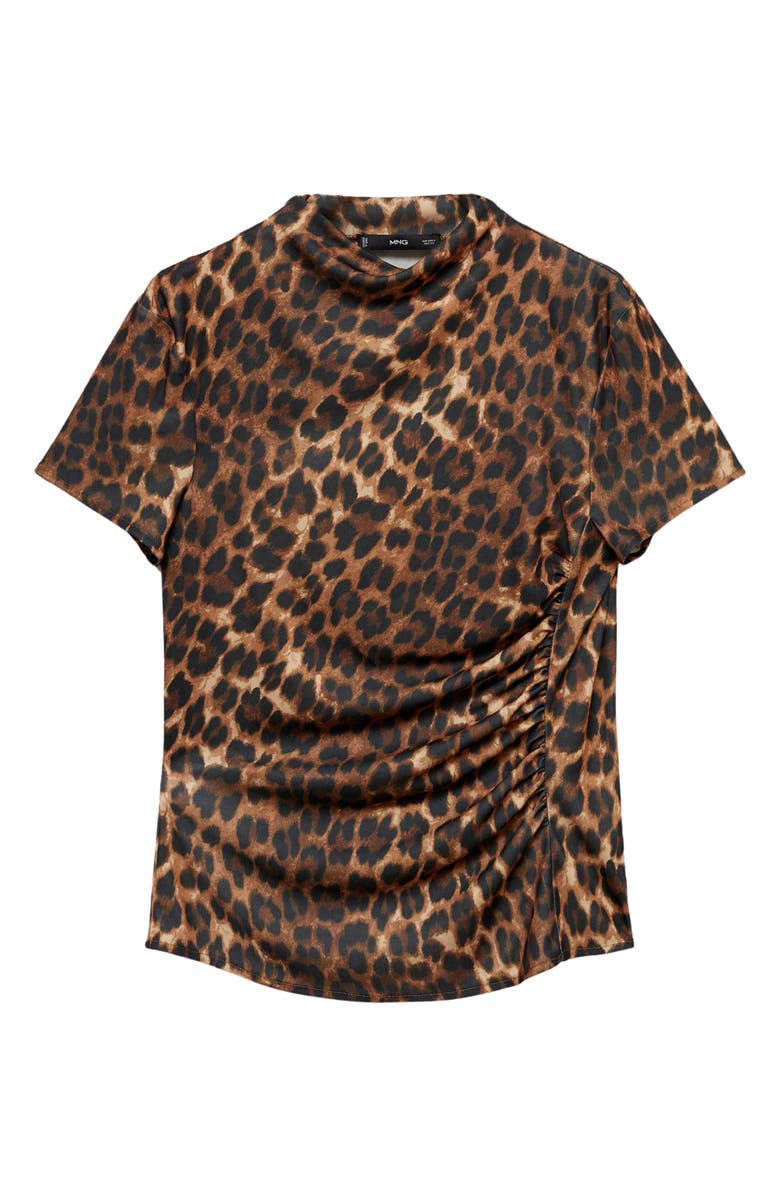 MANGO Leopard Print Ruched Top | Nordstromrack