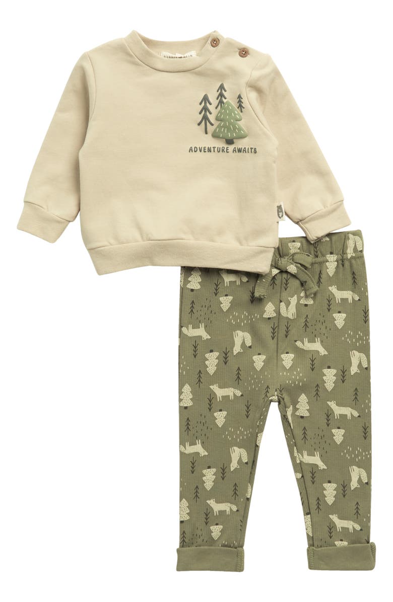RABBIT AND BEAR ORGANIC Cozy Fleece Forest Theme Sweatshirt & Pants Set ...