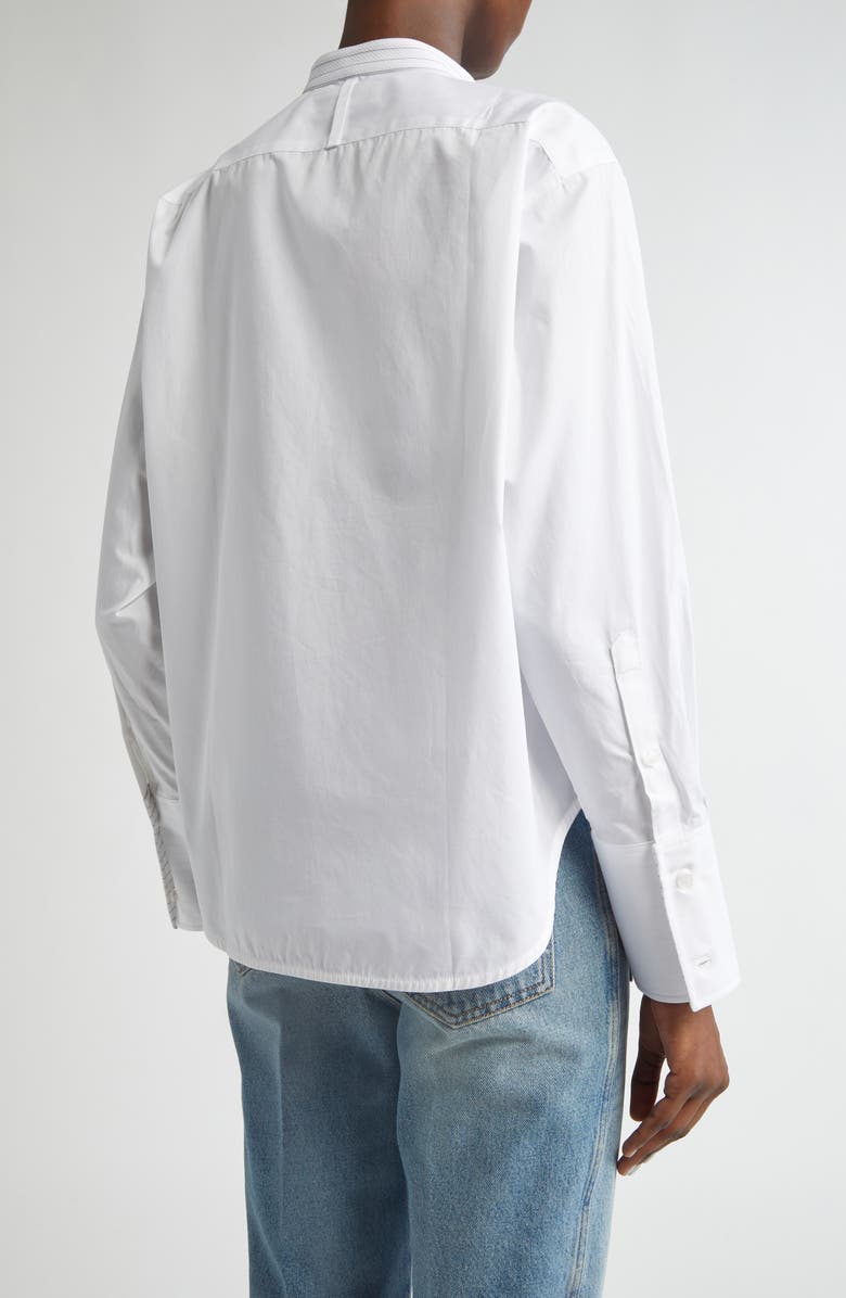Victoria Beckham Stripe Tuxedo Bib Cotton Crop Shirt | Nordstromrack
