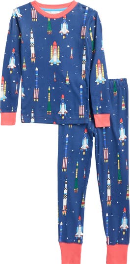 Mini Boden Kids' Rocket Glow in the Dark Fitted Two-Piece Pajamas ...