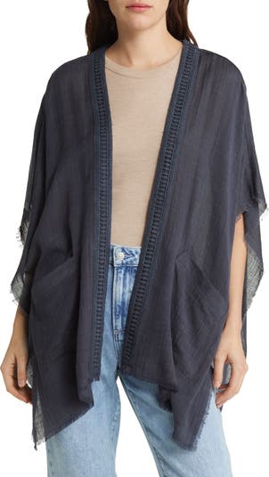 Treasure & Bond Lace Trim Short Sleeve Ruana | Nordstromrack