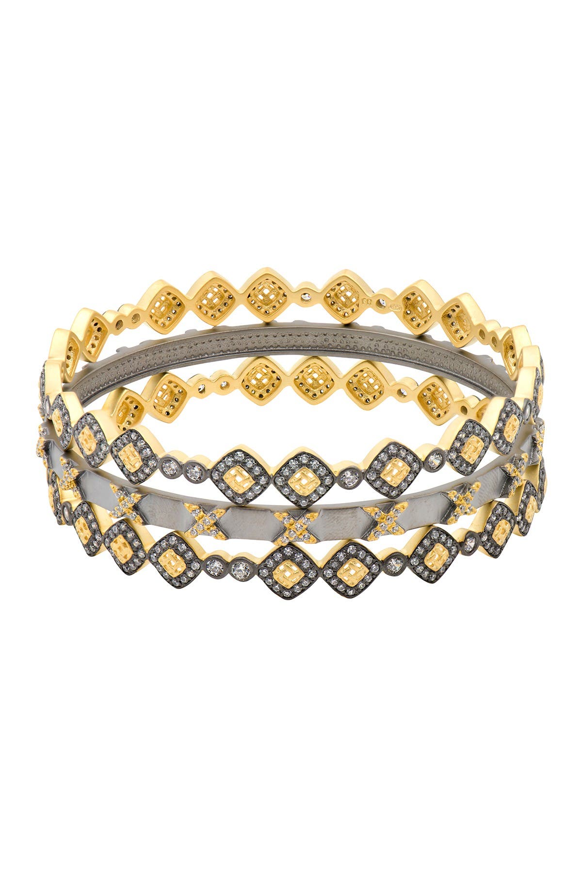 FREIDA ROTHMAN Lattice Motif CZ Accented Bangle - Set of 3 | Nordstromrack