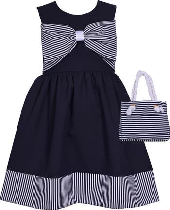 Iris & Ivy Kids' Bow Nautical Stripe Dress & Bag Set | Nordstromrack