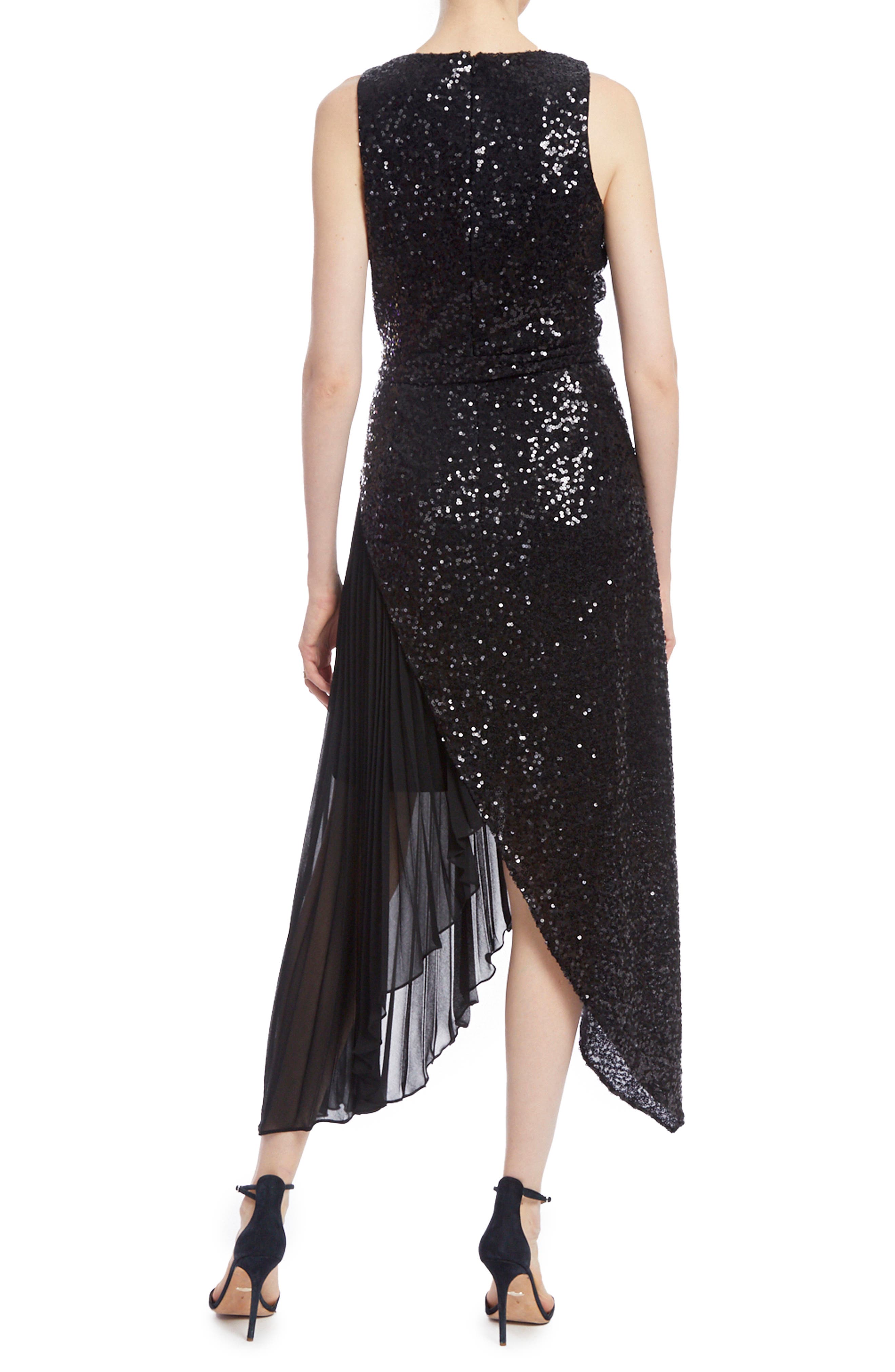 Badgley Mischka Collection Pleated Asymmetric Sequin Dress | Nordstromrack