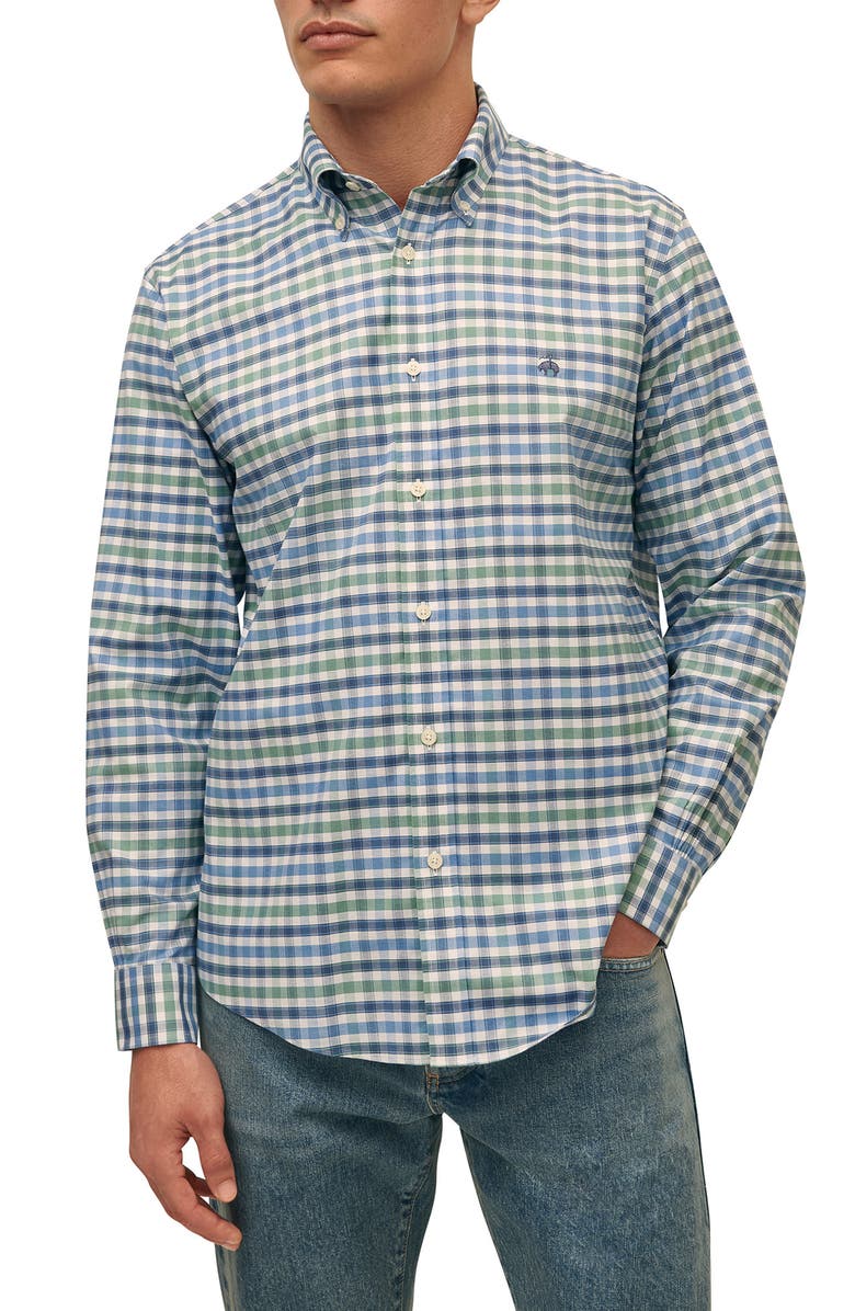 Brooks Brothers Regular Fit Check Stretch Cotton Button-Down Oxford ...